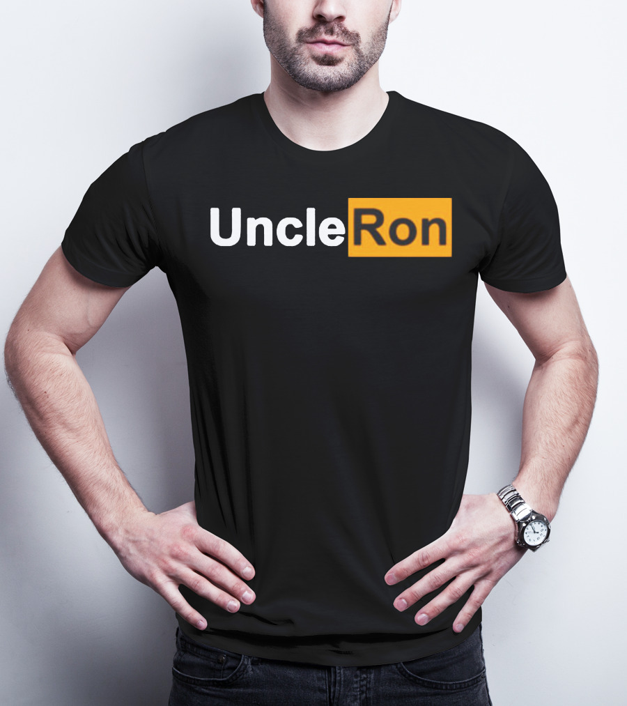 Uncle Ron Black And Orange Text Block T-Shirt