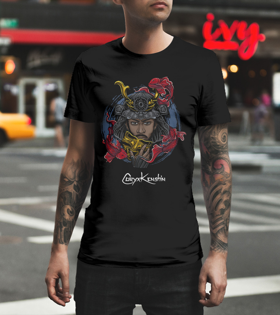 CoryxKenshin Samurai Warrior With Koi Fish T-Shirt