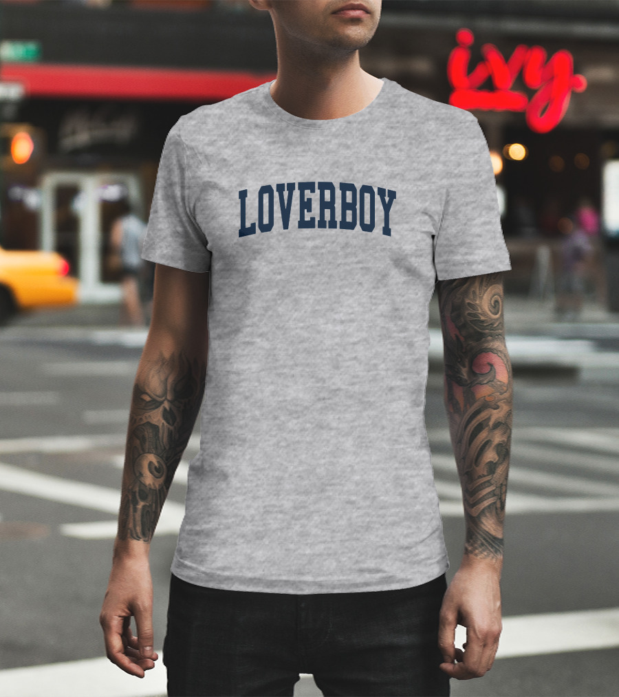 LOVERBOY Merch Grey College Font T-Shirt