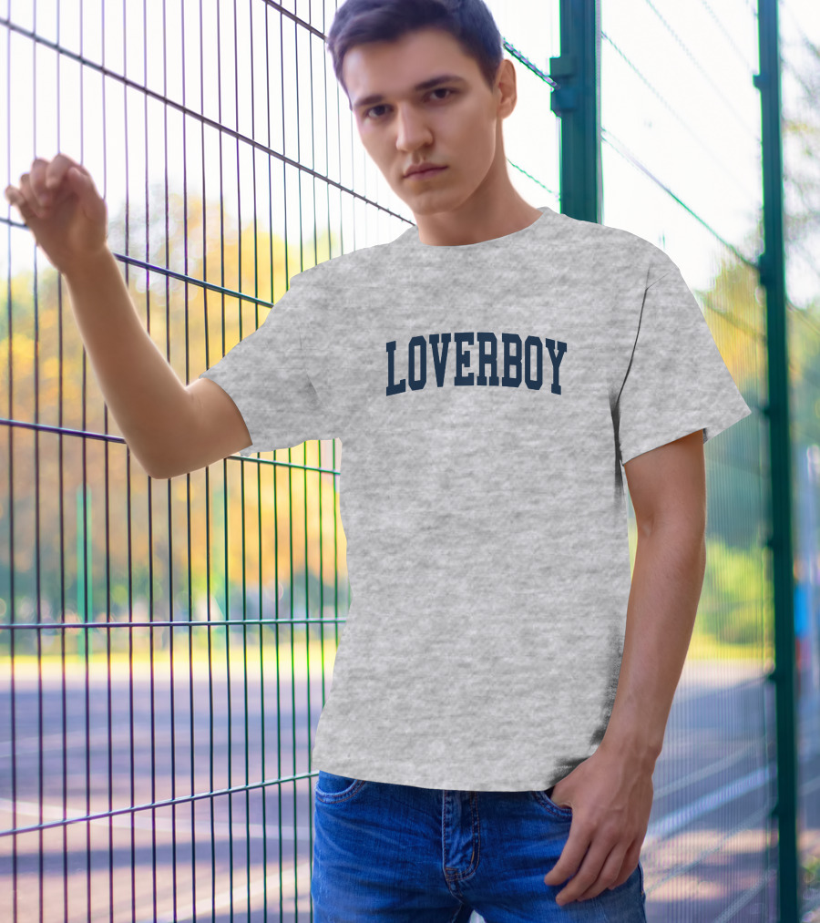 LOVERBOY Merch Grey College Font T-Shirt