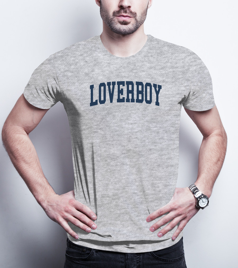 LOVERBOY Merch Grey College Font T-Shirt