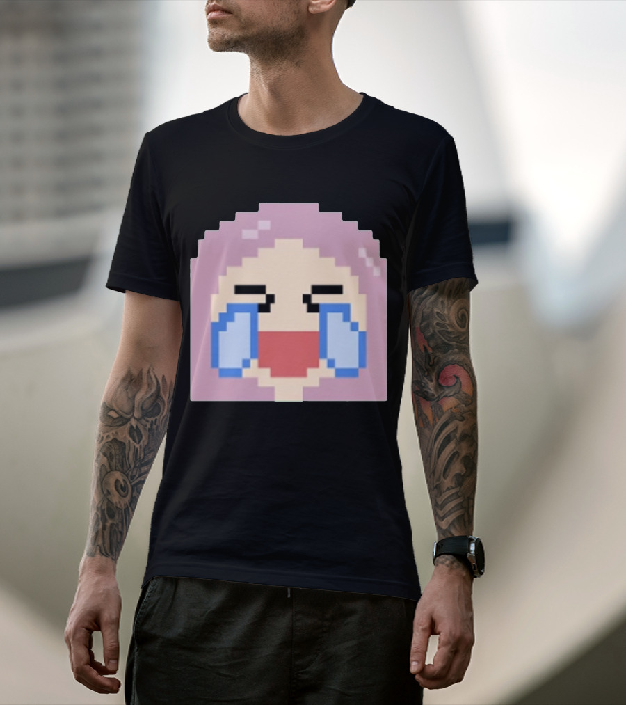 Fufambam Shop Pixel Art Crying Laughing Face T-Shirt