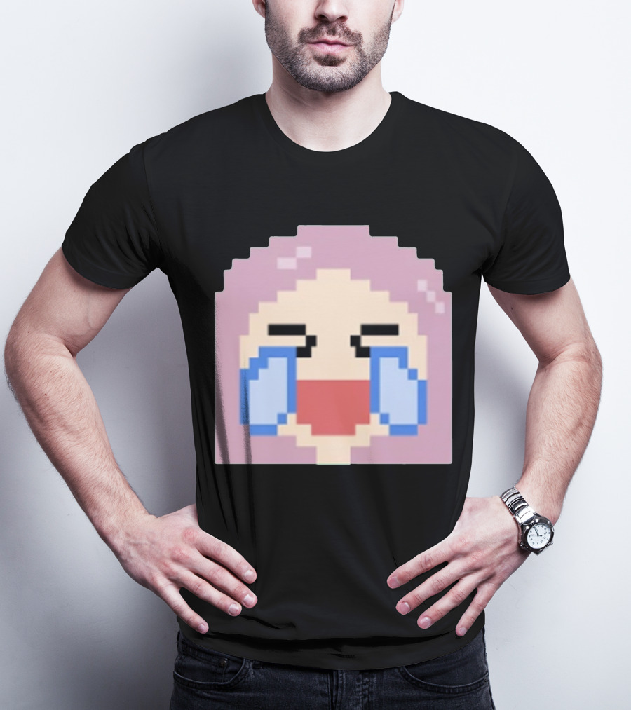 Fufambam Shop Pixel Art Crying Laughing Face T-Shirt