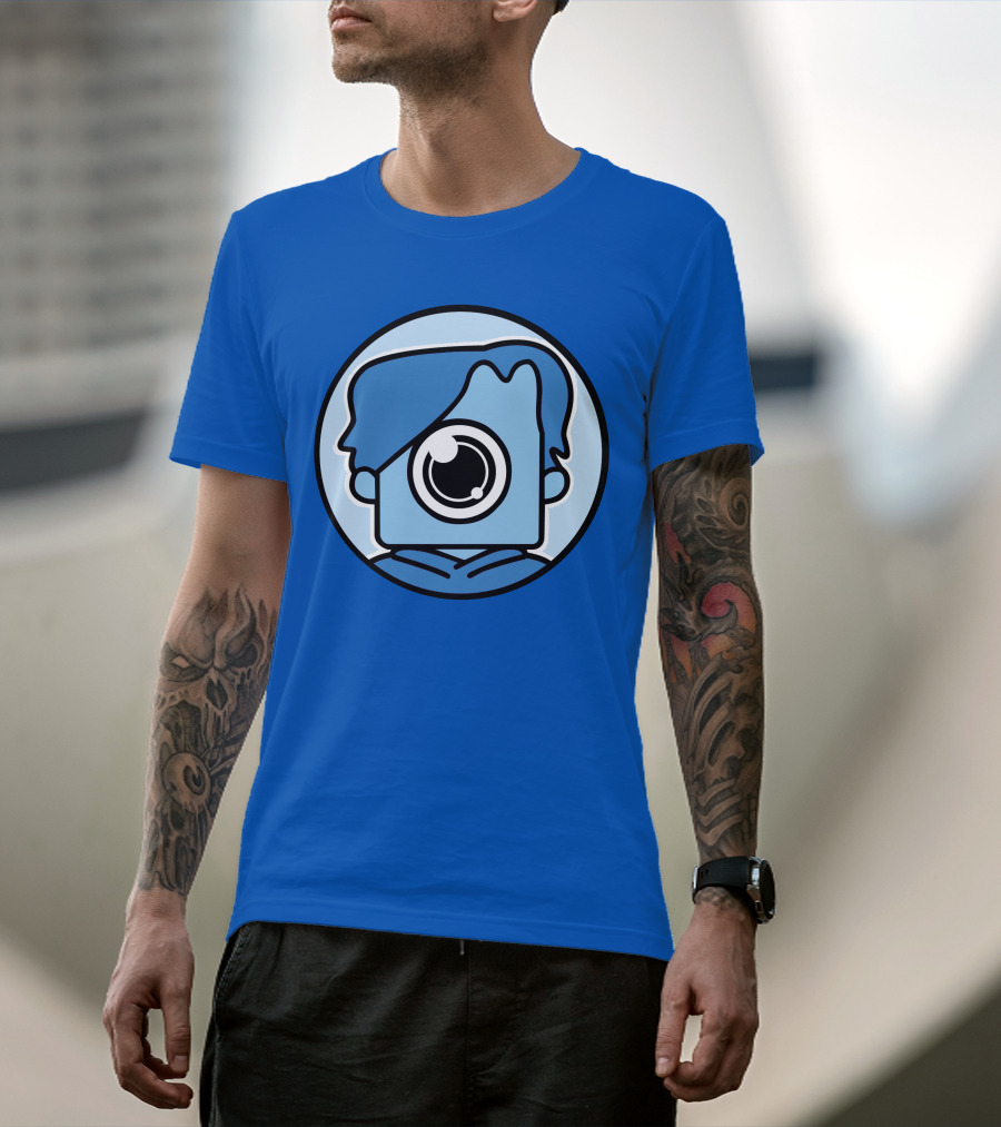 NewScapePro Blue Circle Cartoon Character With Camera Eye T-Shirt