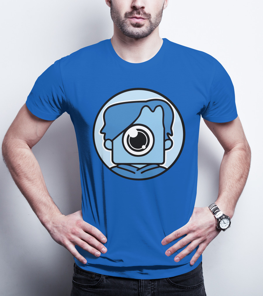 NewScapePro Blue Circle Cartoon Character With Camera Eye T-Shirt