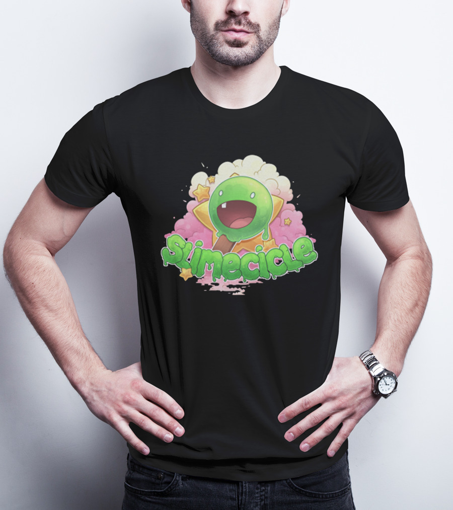 Slimecicle Cute Starry Green Slime Character T-Shirt