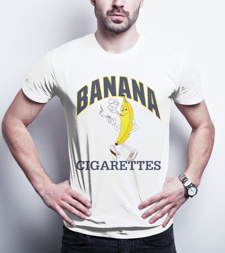 BANANA CIGARETTES Smoky Cartoon Character Smoking Banana T-Shirt