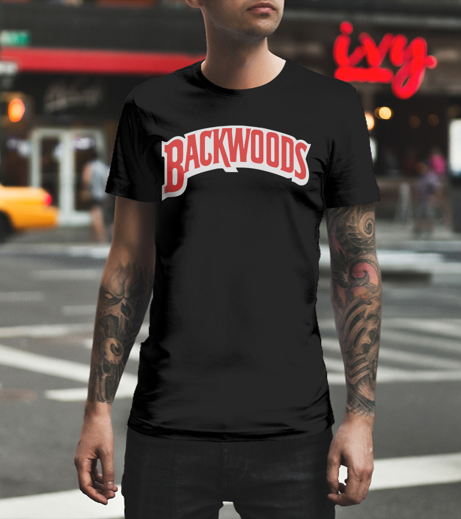 Backwoods Logo Red Arched Text T-Shirt