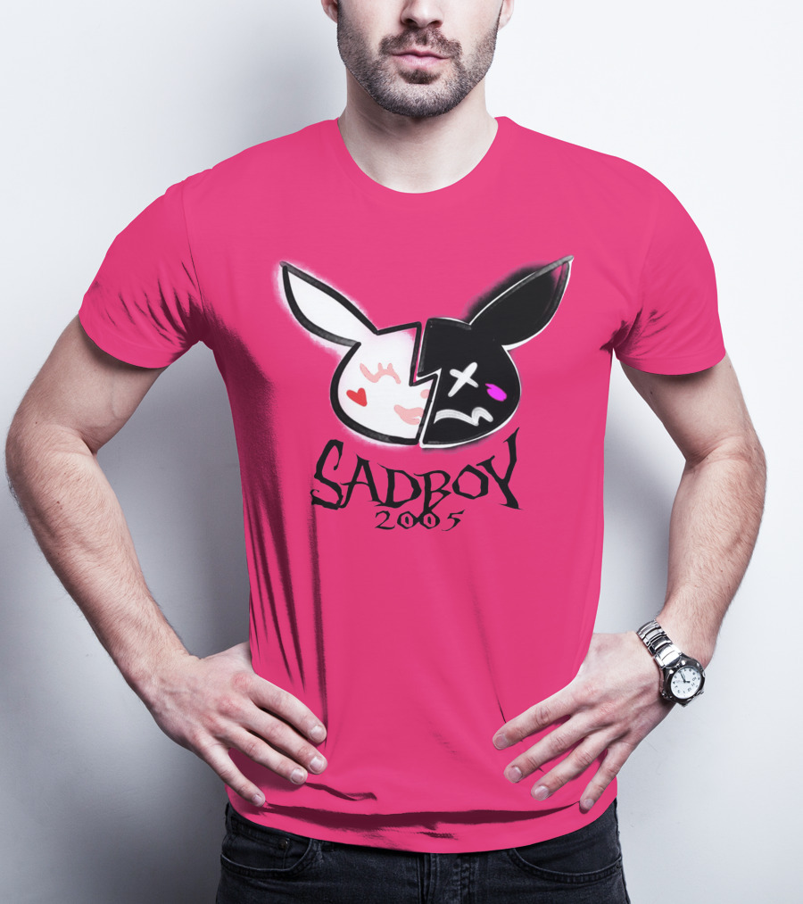 SADBOY 2005 Bunny Logo Pink Background T-Shirt