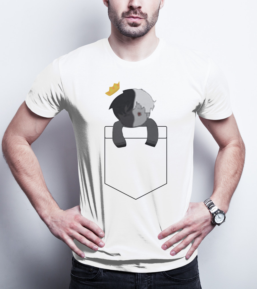 Ranboo Dual-Toned Character With Crown In Pocket T-Shirt