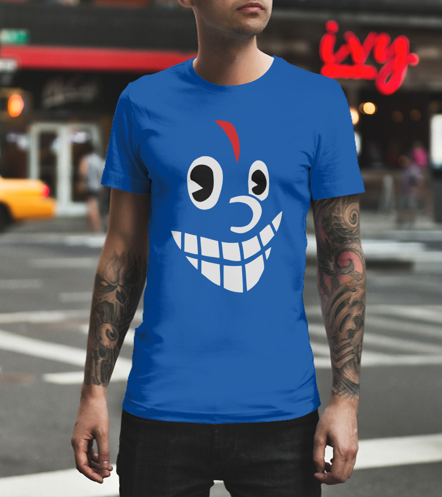 Lil Darkie Merch Blue Face Grin Red Accent T-Shirt