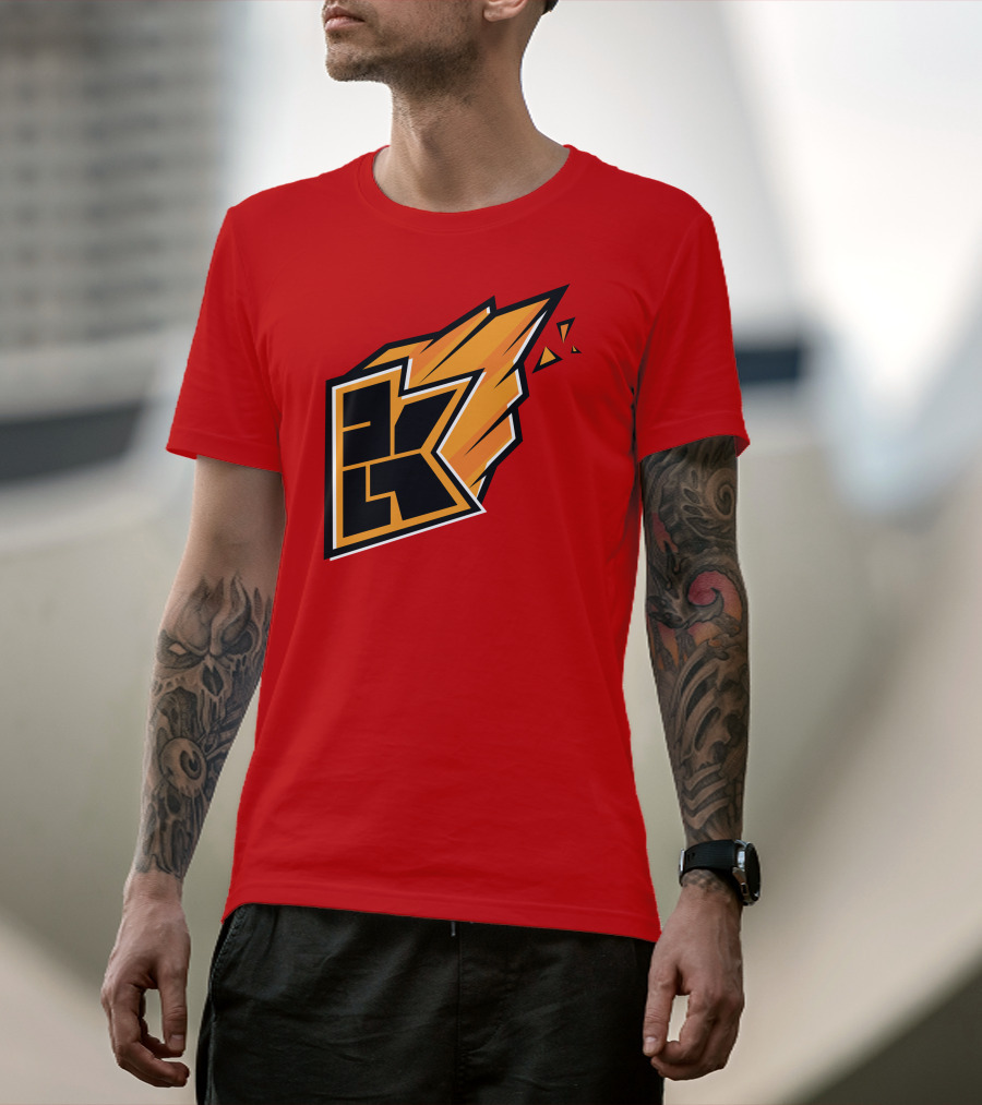 Kwebbelkop Merch Orange K Logo With Flame Effect T-Shirt