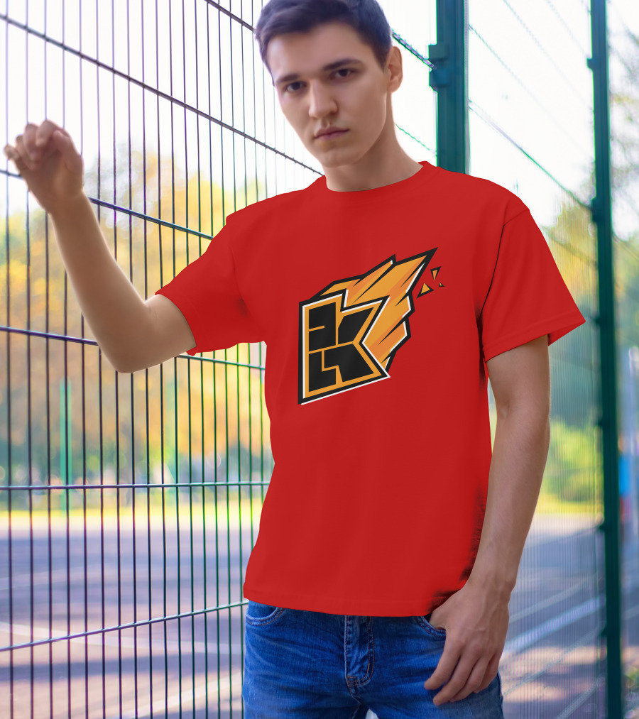 Kwebbelkop Merch Orange K Logo With Flame Effect T-Shirt