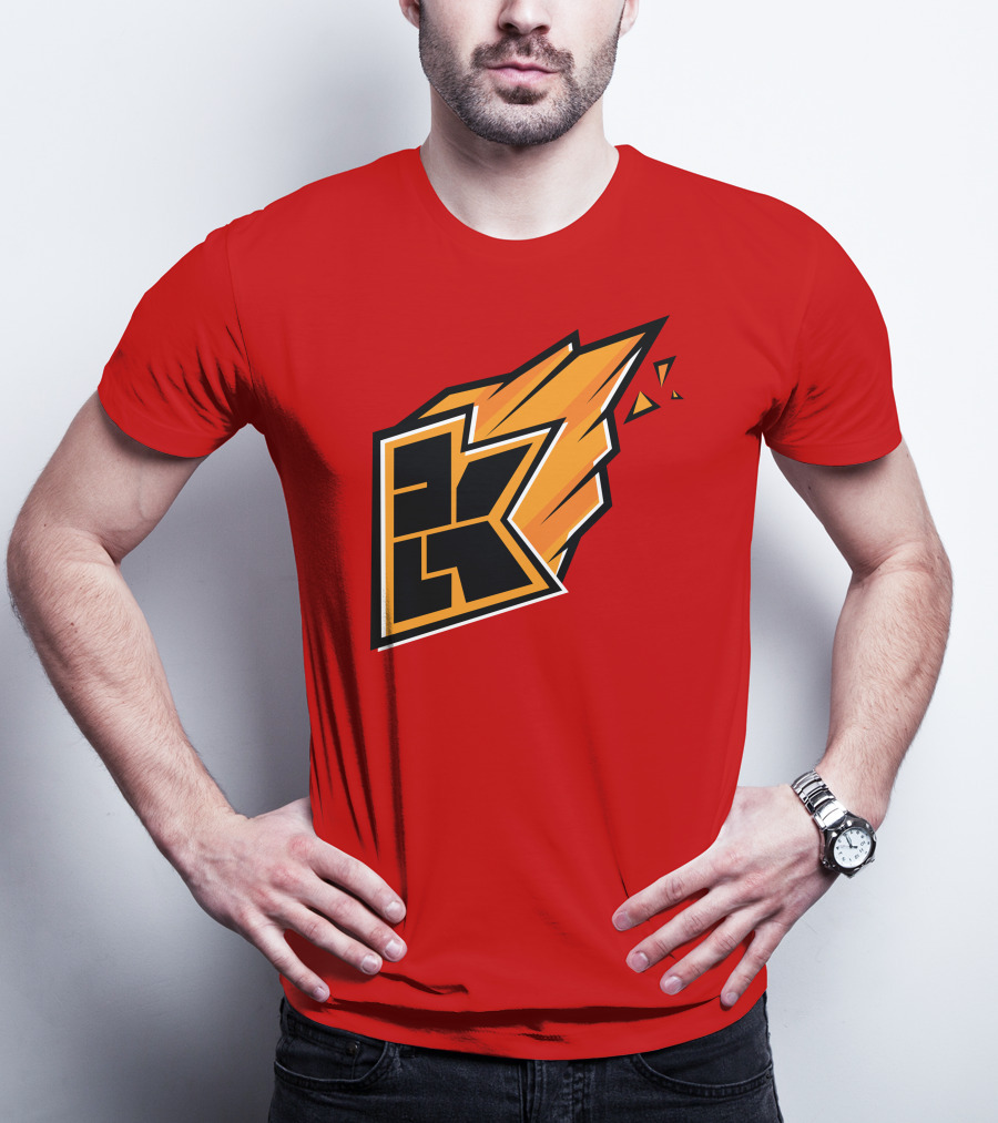 Kwebbelkop Merch Orange K Logo With Flame Effect T-Shirt