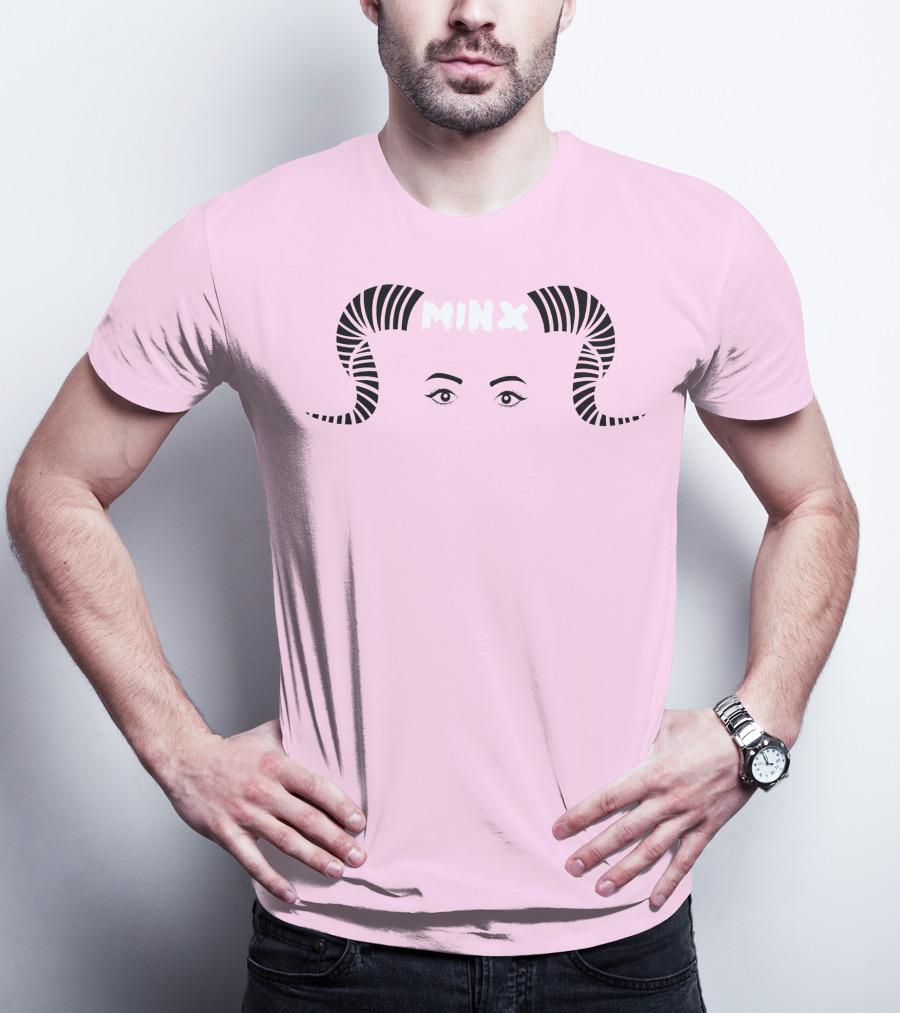 MINX Horned Eyebrow Expression Pink T-Shirt