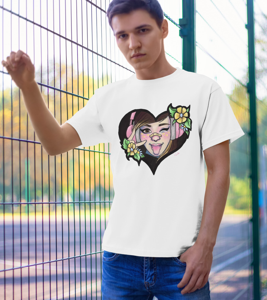 Digitalprincxss Heart Headphones And Flower T-Shirt