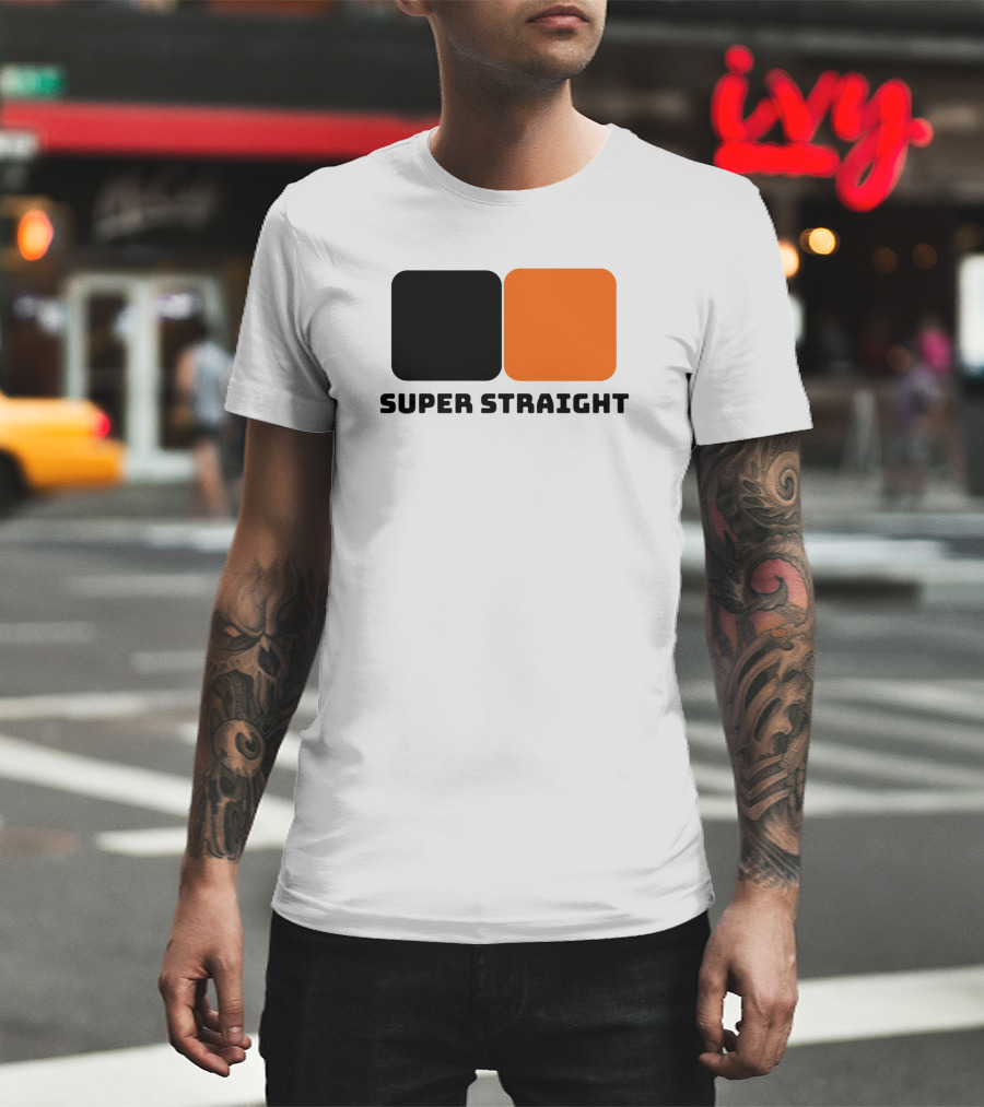 Super Straight Black Orange Square T-Shirt