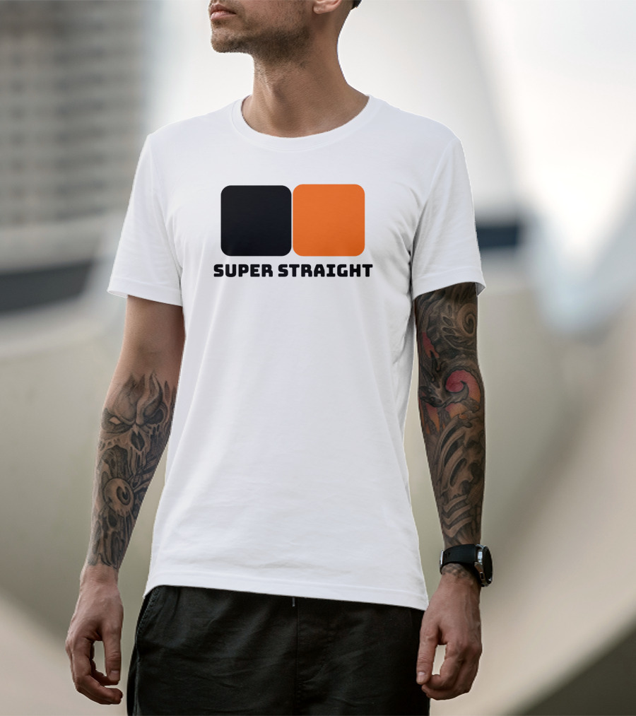 Super Straight Black Orange Square T-Shirt