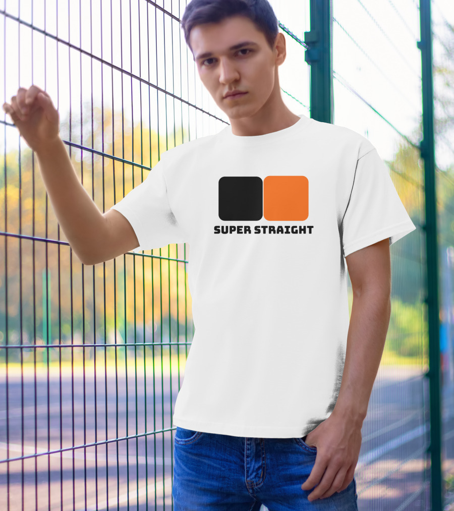Super Straight Black Orange Square T-Shirt