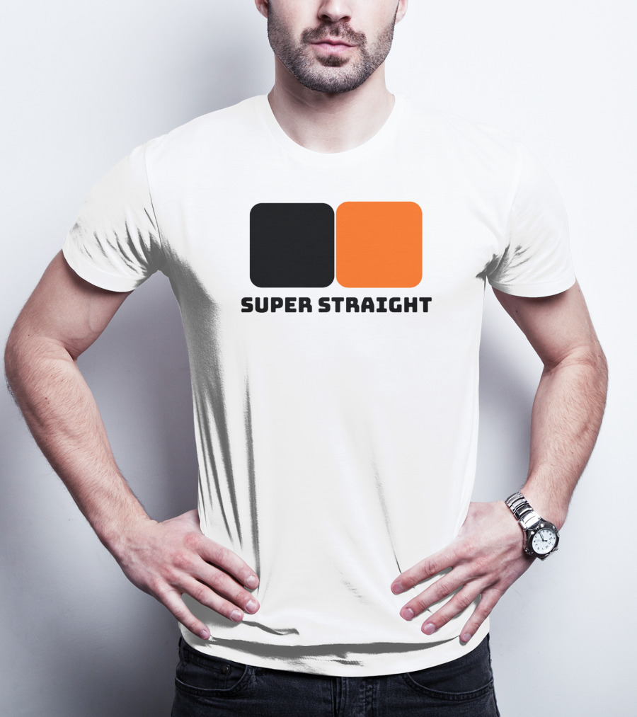 Super Straight Black Orange Square T-Shirt