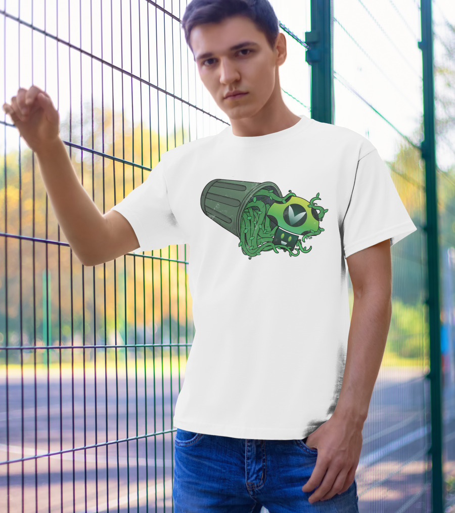 Vinesauce Trash Can With Green Goo And Controller T-Shirt