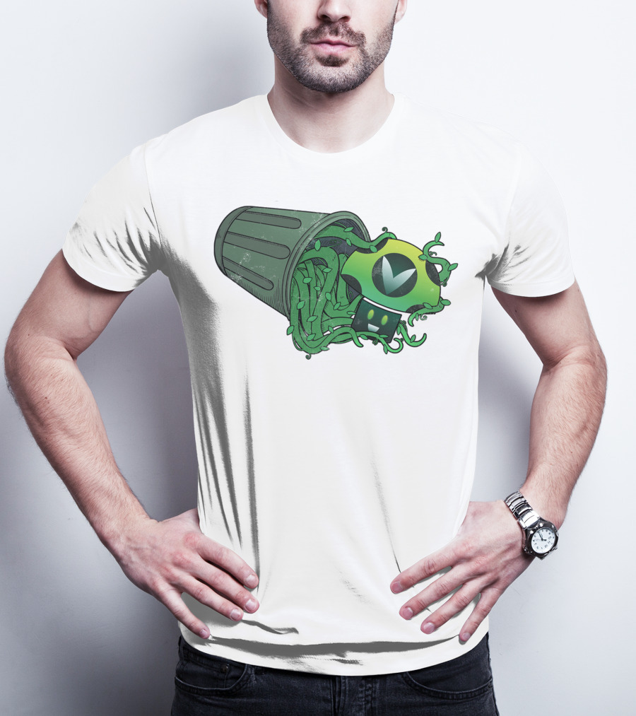 Vinesauce Trash Can With Green Goo And Controller T-Shirt