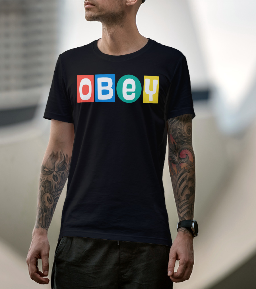 OBEY In Colorful Block Letters T-Shirt