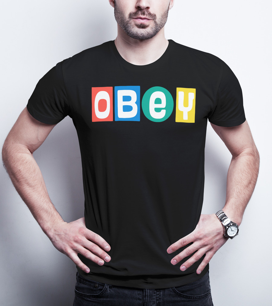 OBEY In Colorful Block Letters T-Shirt