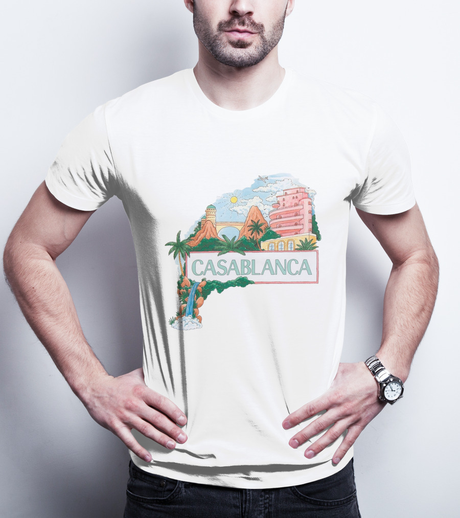 Casablanca Merch Casa Views With Scenic Landscape And Art Deco Elements T-Shirt