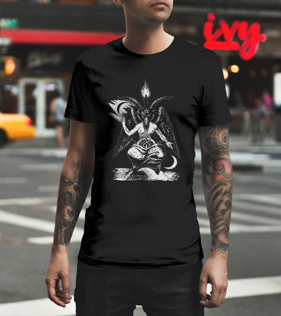 Baphomet Eliphas Levi Symbol With Wings And Crescent Moons T-Shirt