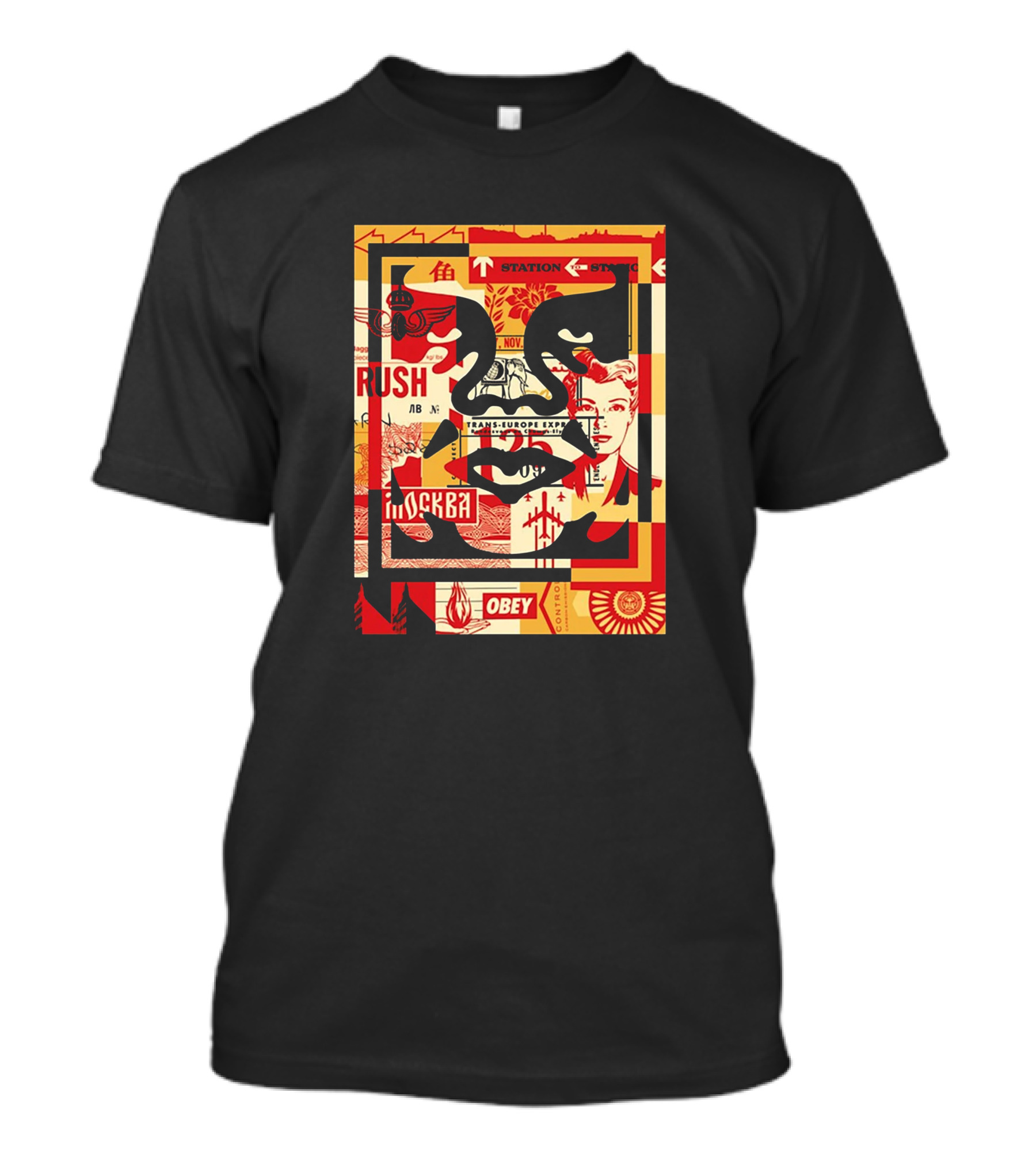 Obey Trans-Europe Express Rush Moscow Station Collage T-Shirt