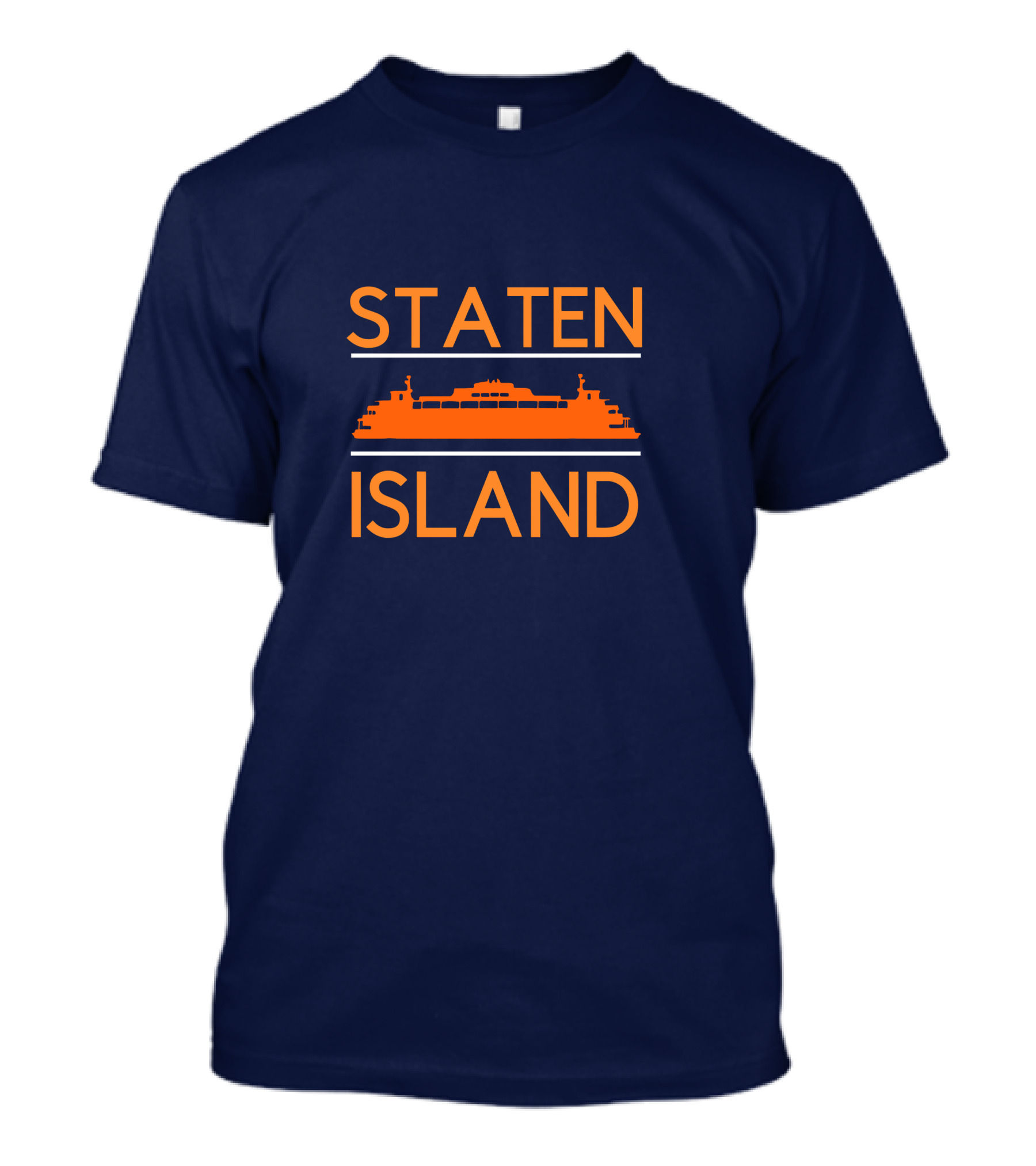 Staten Island Ferry Orange Silhouette Navy Background T-Shirt
