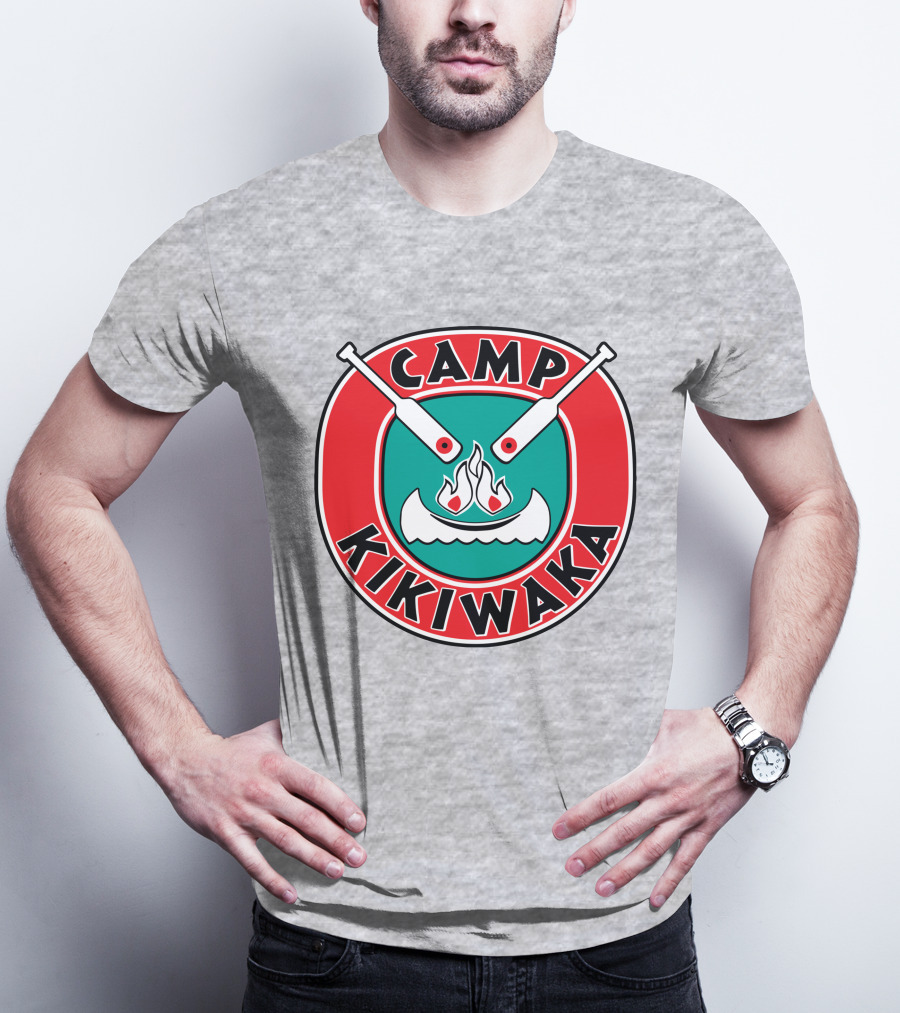 Camp Kikiwaka Logo With Canoe And Campfire Emblem T-Shirt