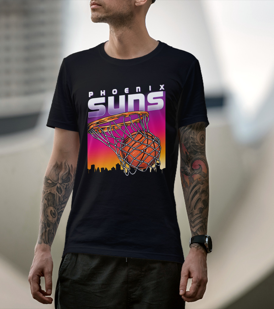 Phoenix Suns Modern Basketball Skyline Sunset T-Shirt