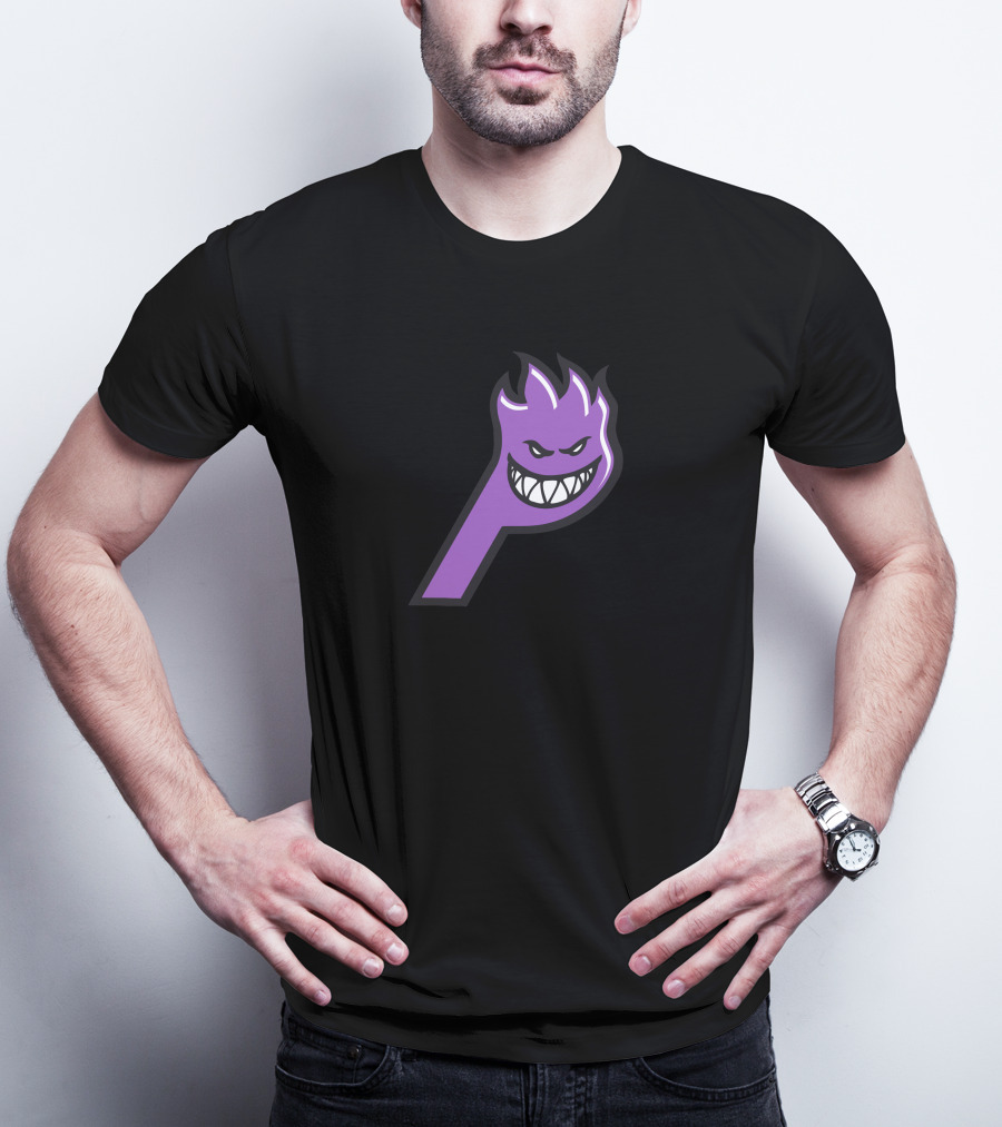 Palace Spitfire Purple Flame Logo With Smiling Face T-Shirt