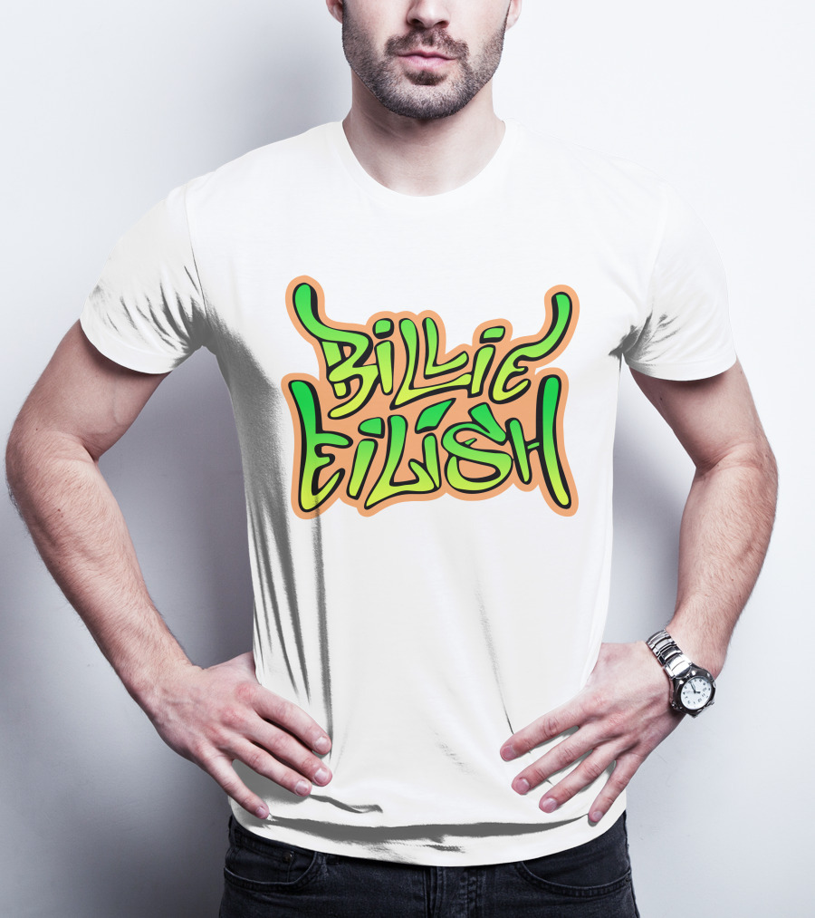 Billie Eilish Green Groovy Text Merch T-Shirt