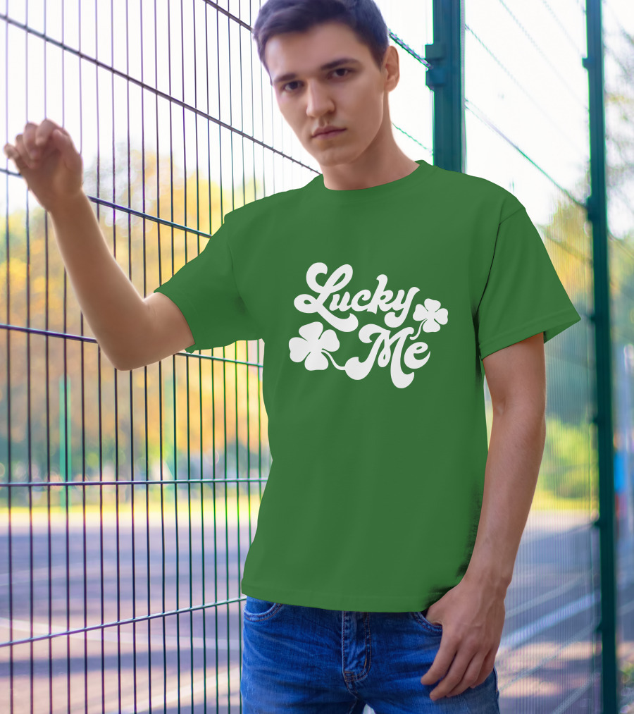 Charlie Hustle Lucky Me St Patrick's Day Green Shamrock T-Shirt