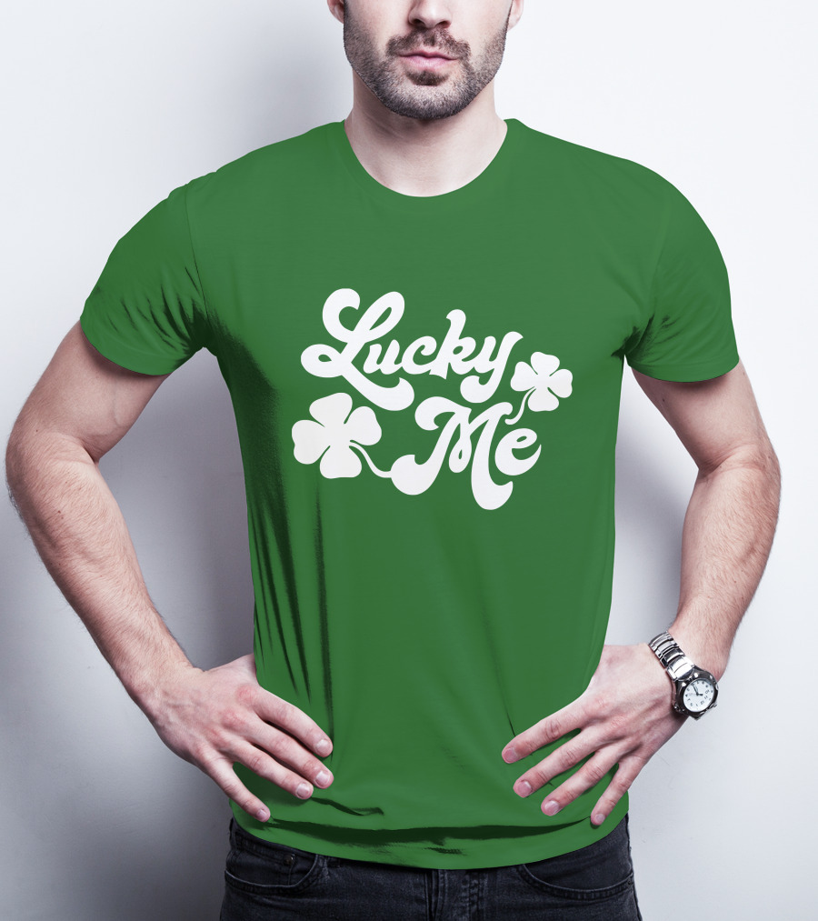 Charlie Hustle Lucky Me St Patrick's Day Green Shamrock T-Shirt