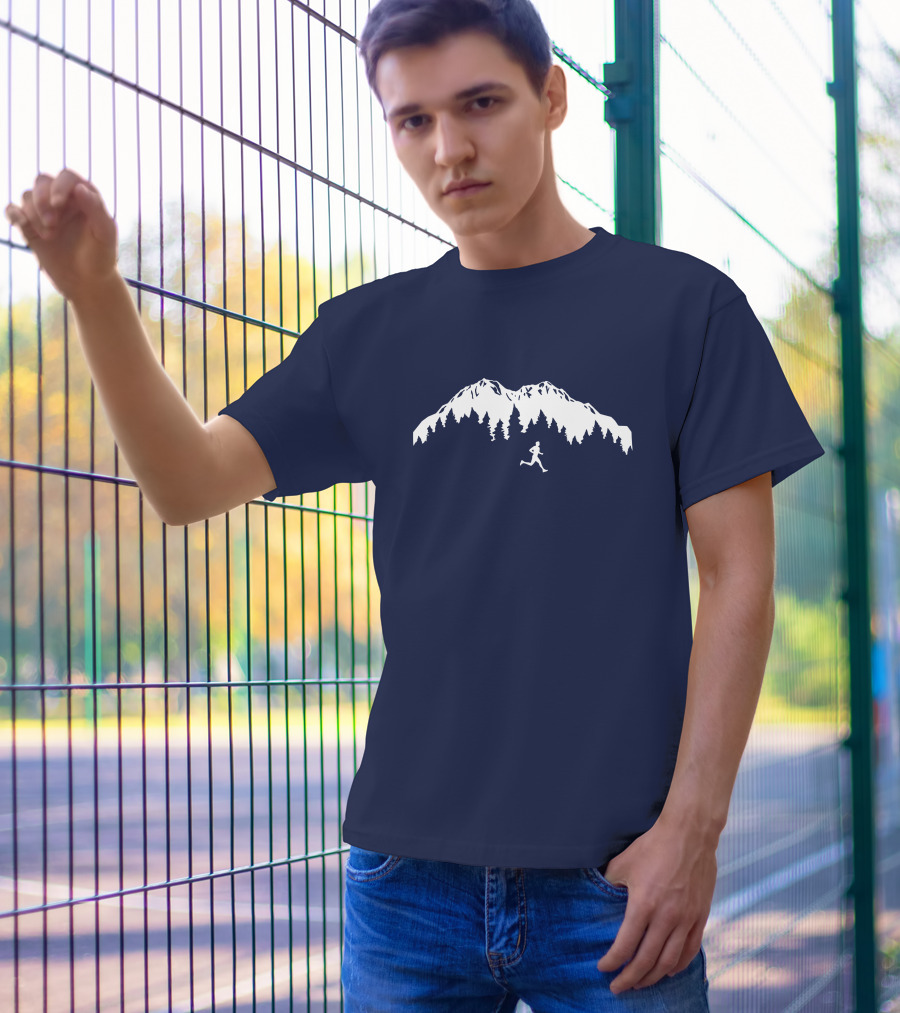 Trail Runner In Mountains Forest T-Shirt