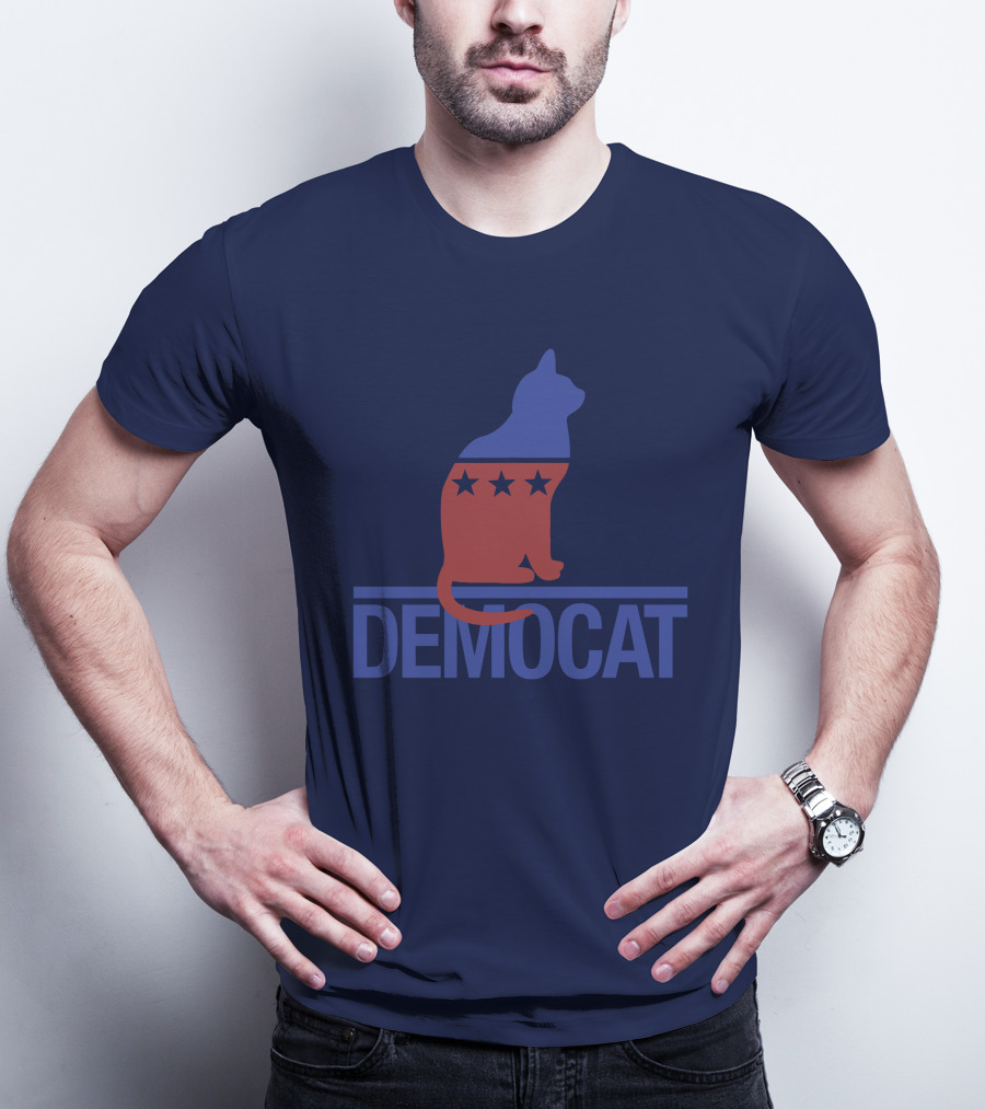 Democat Democrat Cat Political Stars Patriot T-Shirt