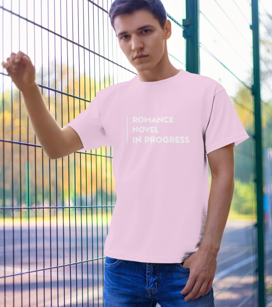Romance Novel In Progress Light Pink Background T-Shirt