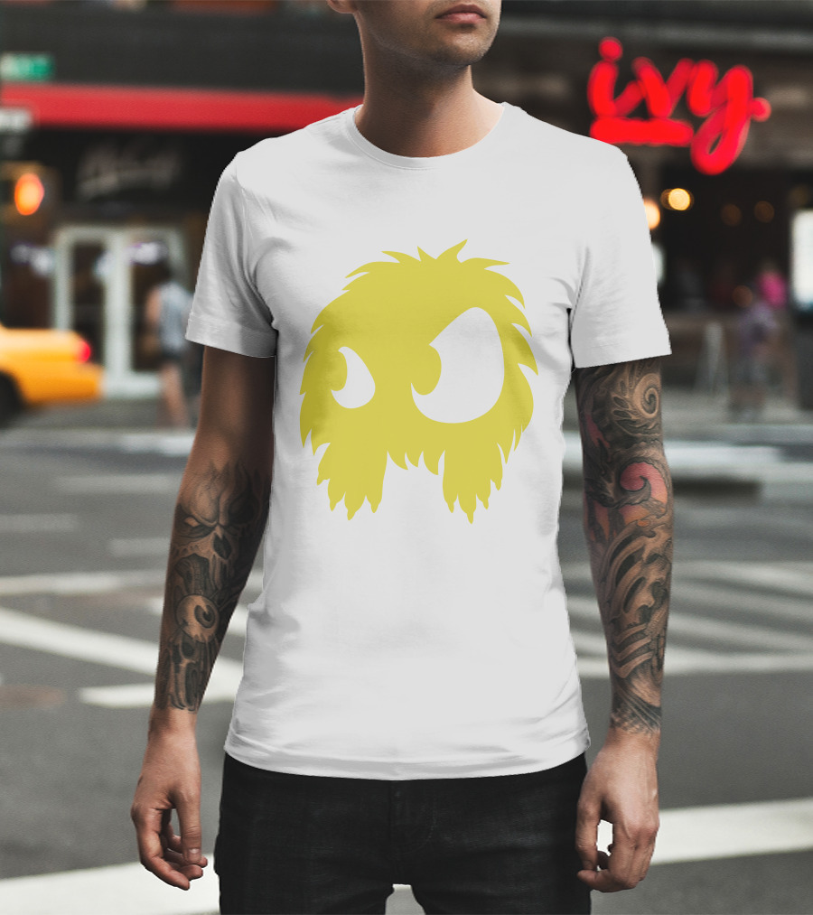 Mcq Monster Flock Mew Yellow Furry Creature Face T-Shirt
