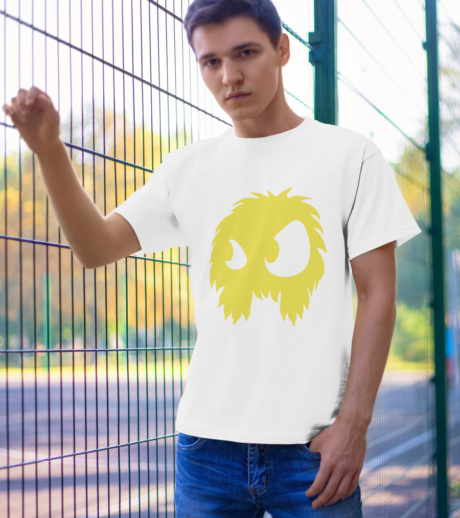 Mcq Monster Flock Mew Yellow Furry Creature Face T-Shirt