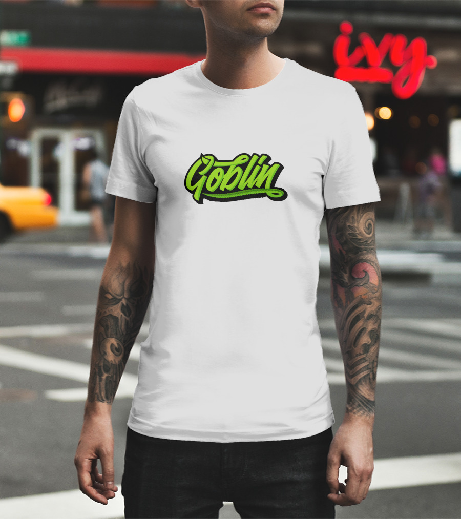 Goblin Merch Logo Graphic Bold Green Script T-Shirt