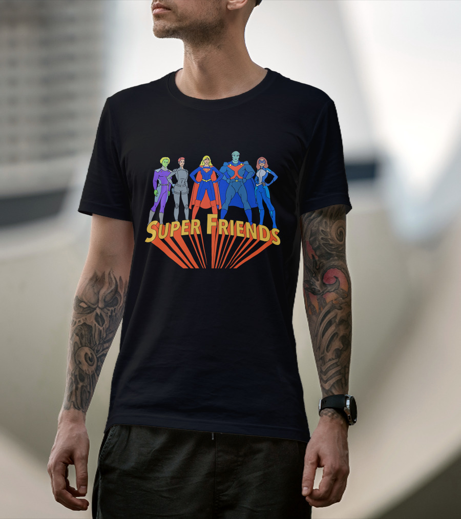Super Friends Supergirl And Superheroes Team T-Shirt