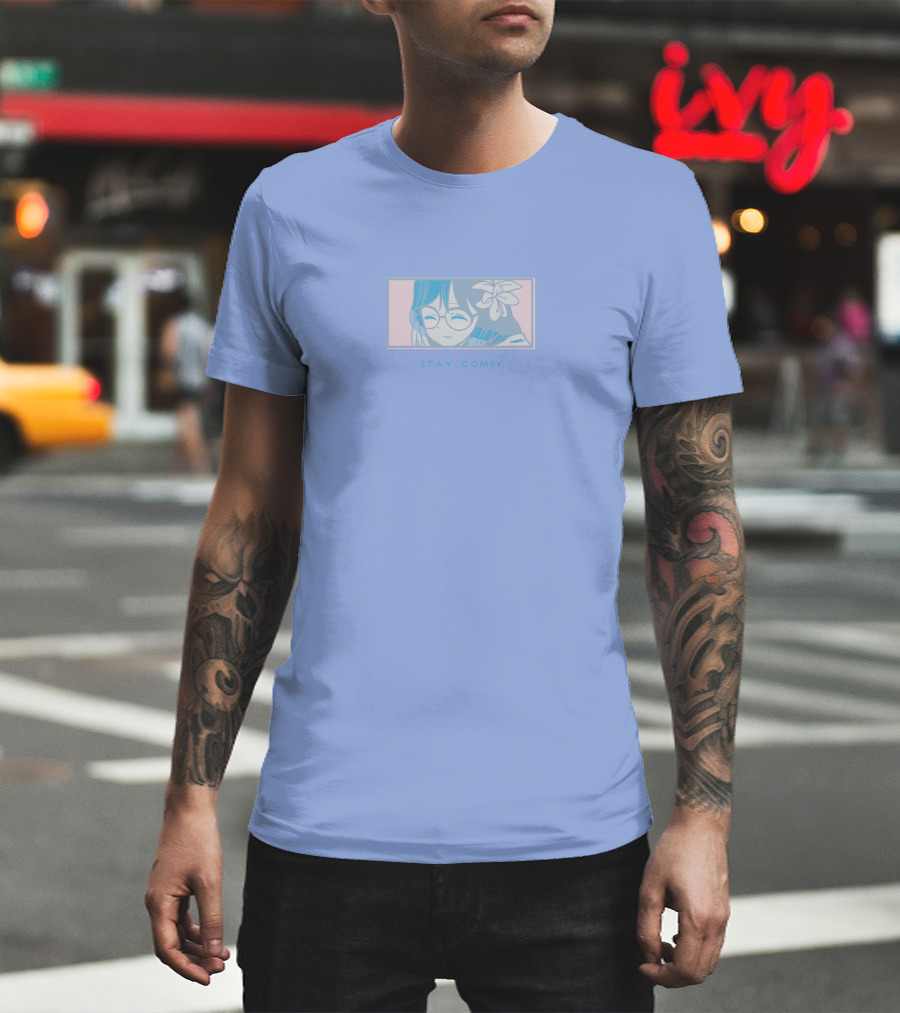 Stay Comfy Lilypichu Merch Window Blue T-Shirt