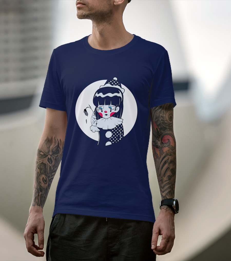 Circusteeth Shop Sad Clown Tearful Pierrot Holding Wilted Flower T-Shirt