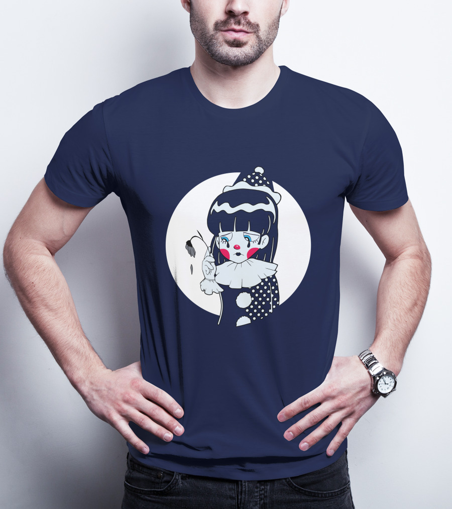 Circusteeth Shop Sad Clown Tearful Pierrot Holding Wilted Flower T-Shirt
