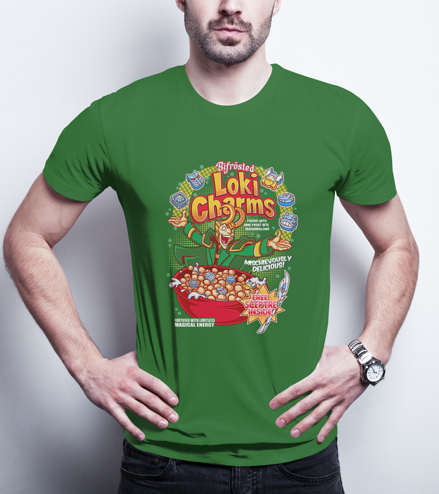 Bifrosted Loki Charms Mischievously Delicious Free Sceptre Inside Fortified With Limitless Magical Energy T-Shirt