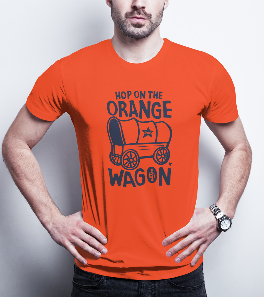 Hop On The Orange Wagon HOU Football T-Shirt